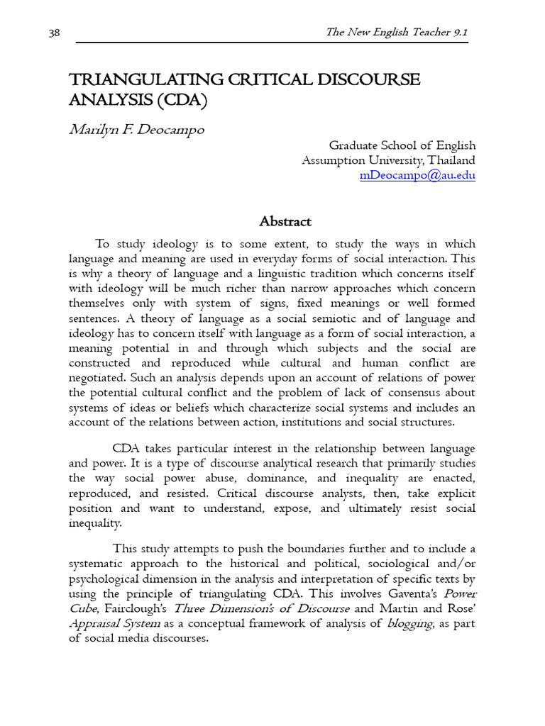 Triangulating Critical Discourse Analysis | PDF | Discourse | Semantics