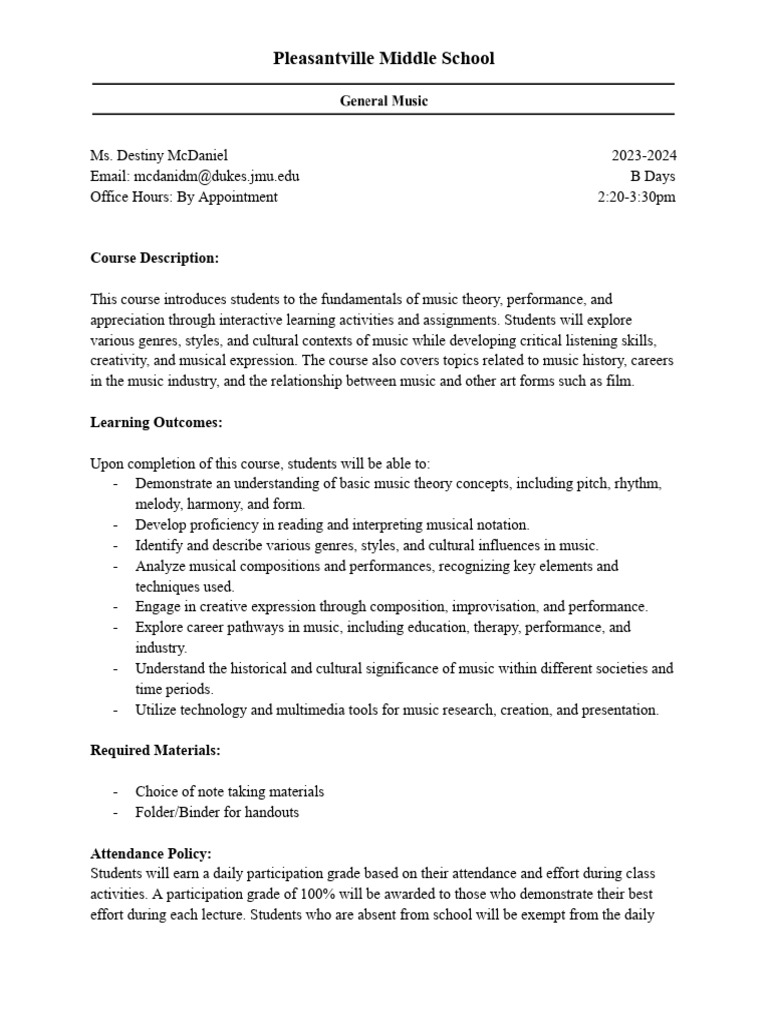 Secondary General Music Syllabus 1 | PDF | Music Theory | Musical ...