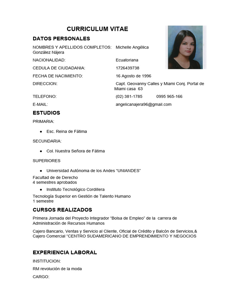 CURRICULUM-VITAE-Michelle-gonzalez | PDF