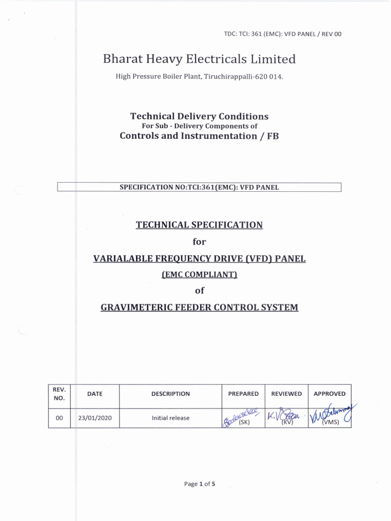 Tdc-Tci-361 - (Emc) - VFD-VFD Panel BoM | PDF | Electrical Wiring ...