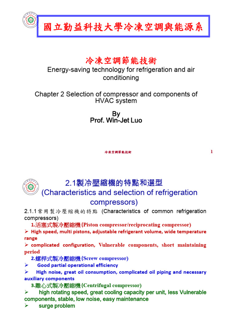 chapter 2 Selection of compressor and components of HVAC system | PDF ...