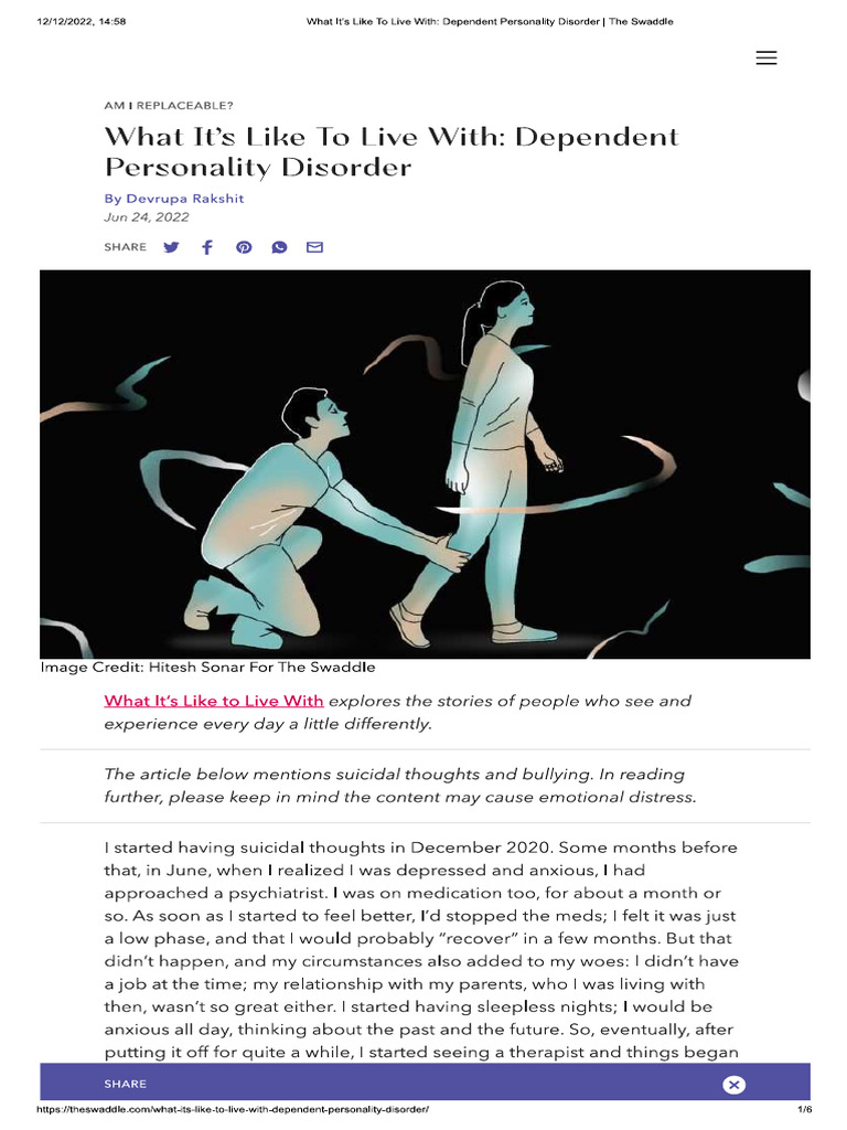 What It's Like To Live With Dependent Personality Disorder | PDF