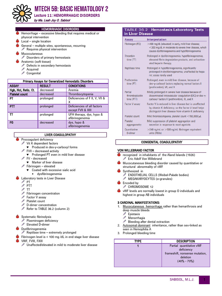 11-HEMORRHAGIC-DISORDERS-1 | PDF | Bleeding | Coagulation