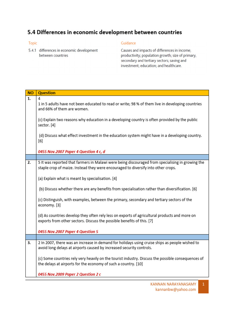 Economic Development Disparities | PDF | Developing Country | Unemployment
