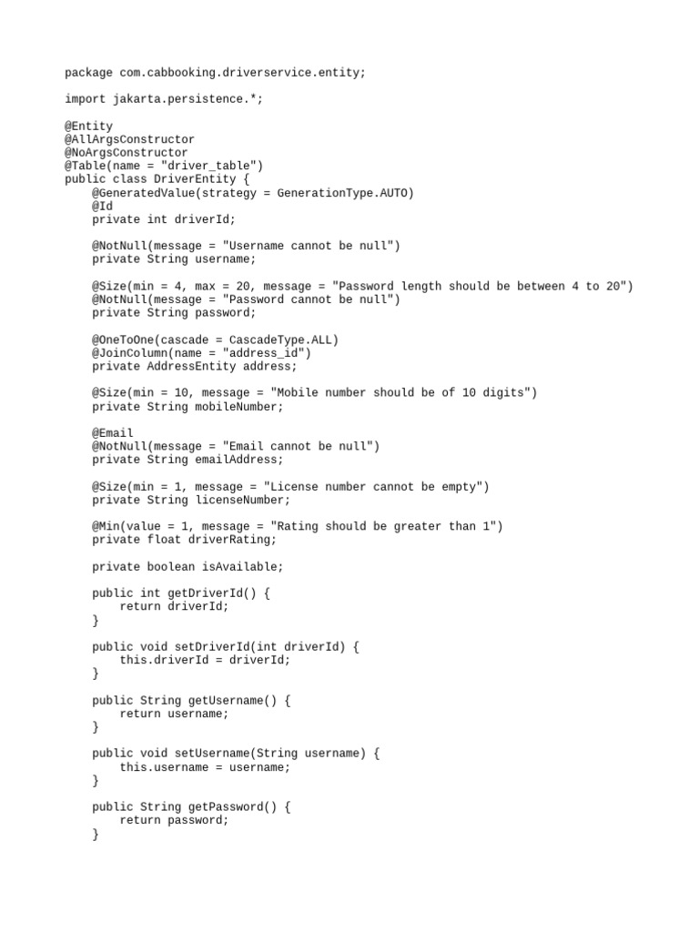 Driver Driver Service | PDF | String (Computer Science) | Boolean Data Type