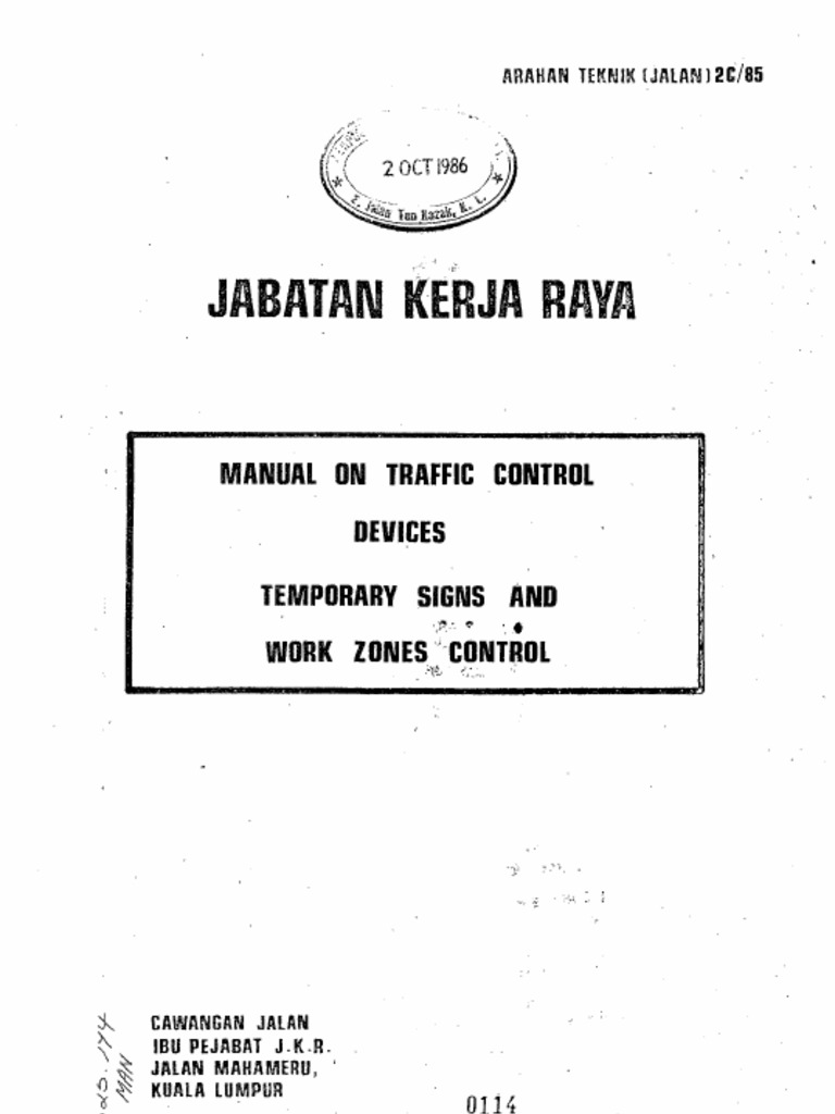 Arahan Teknik (Jalan) 2C-85 (Temporary Signs and Work Zone Control) | PDF