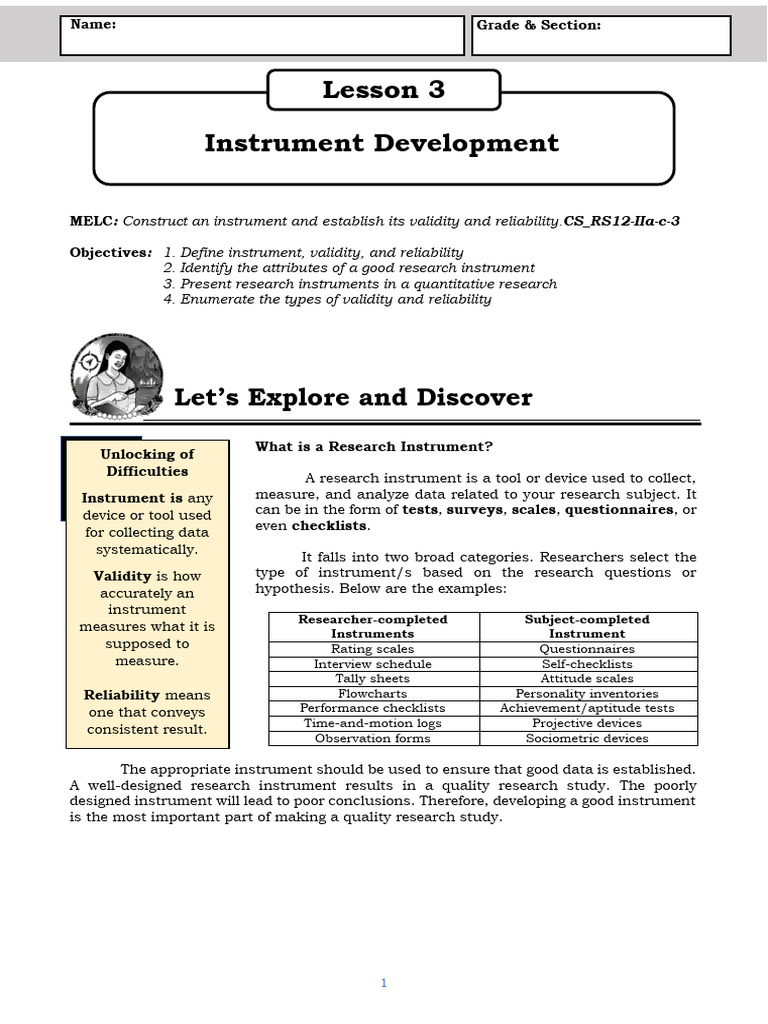 Developing Valid Research Instruments | PDF | Validity (Statistics ...
