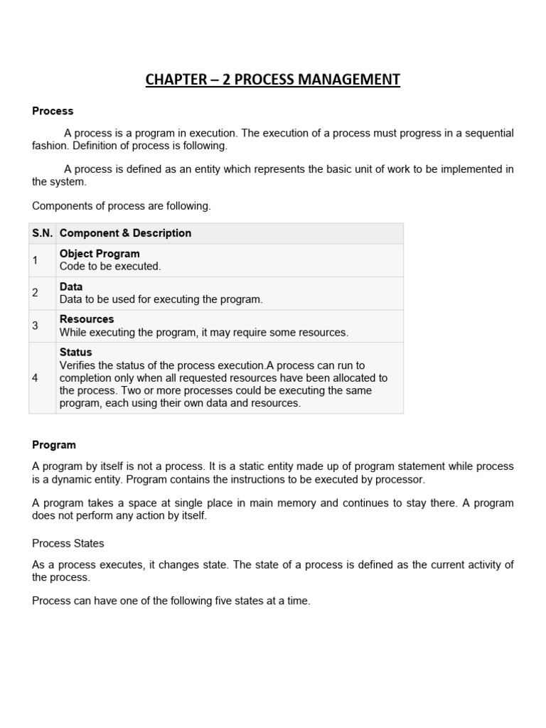 Chapter-2 Process Management | PDF | Process (Computing) | Scheduling (Computing)