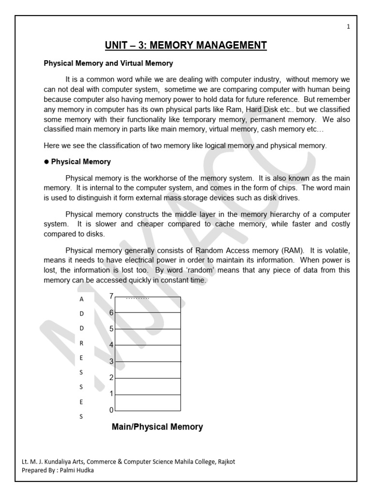 Lesson 3 Memory Management Pdf Computer Data Storage Process Computing