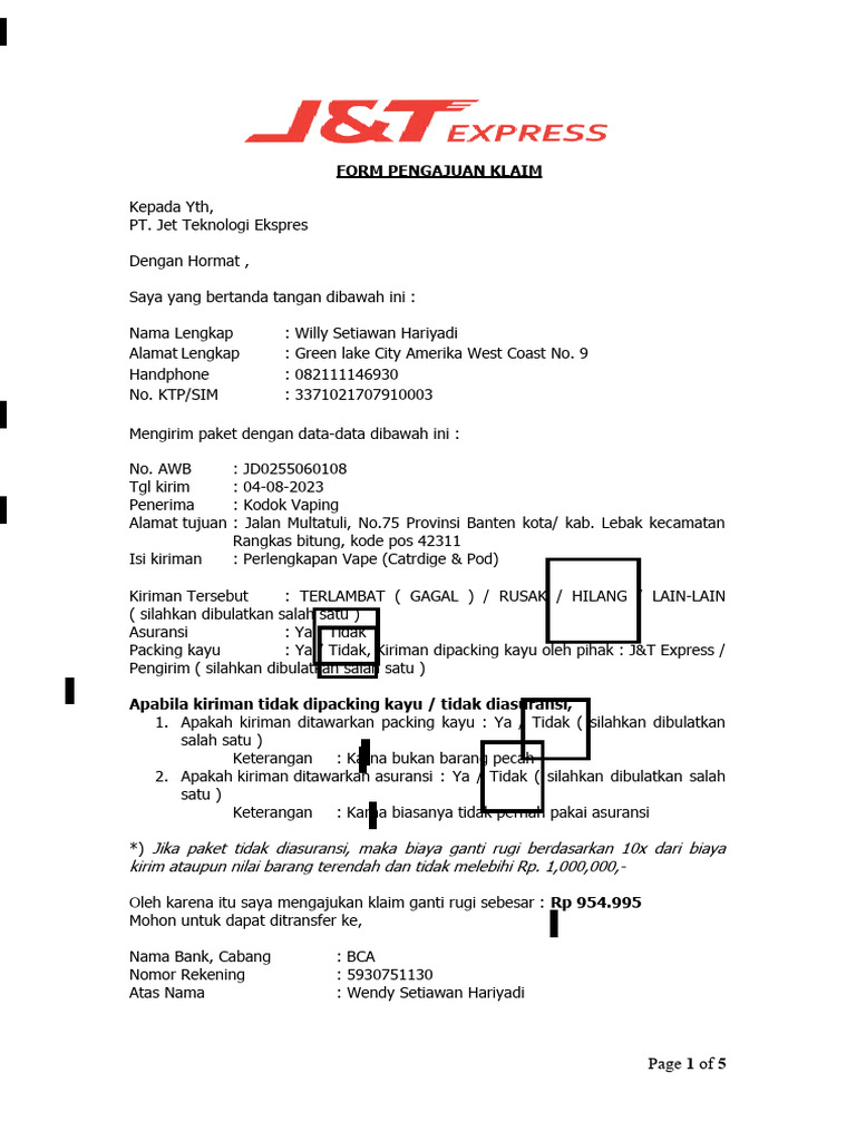 PENGAJUAN FORM KLAIM Agent 12 TGR | PDF