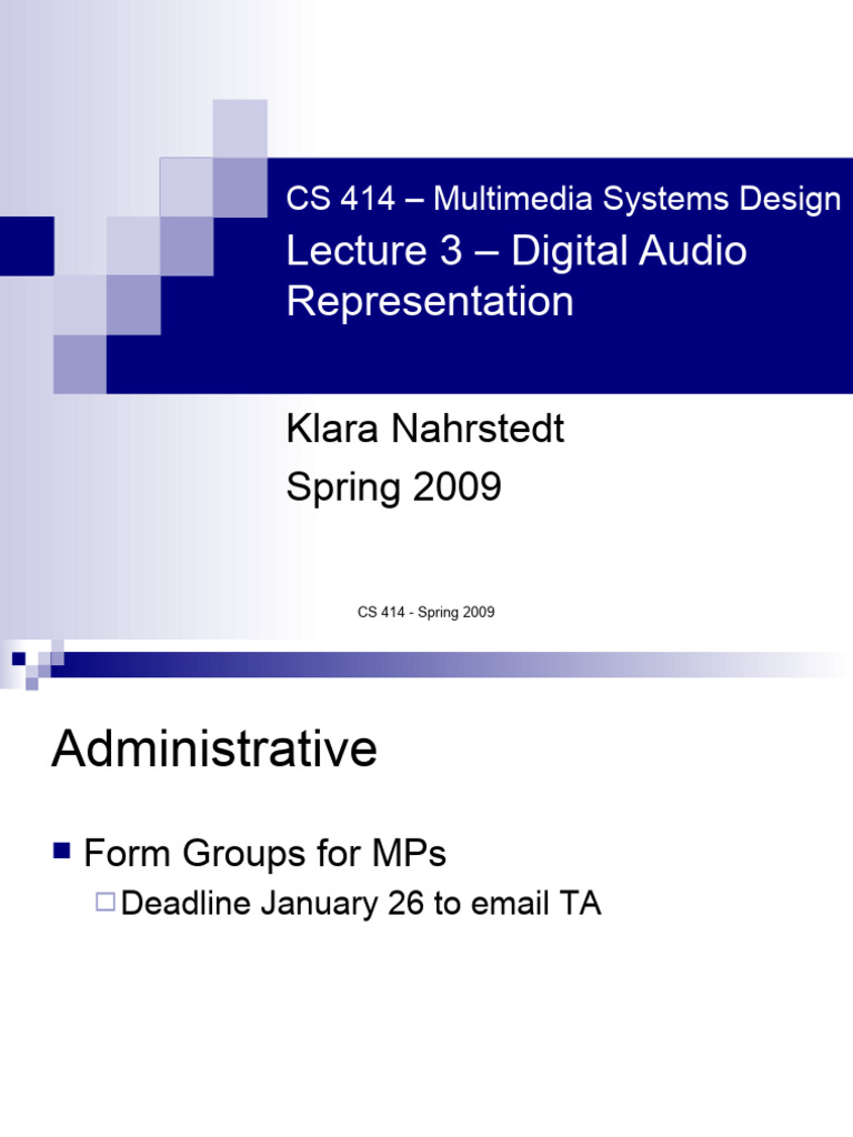 Lect03 Audio Representation | Download Free PDF | Signal To Noise Ratio | Sampling (Signal ...