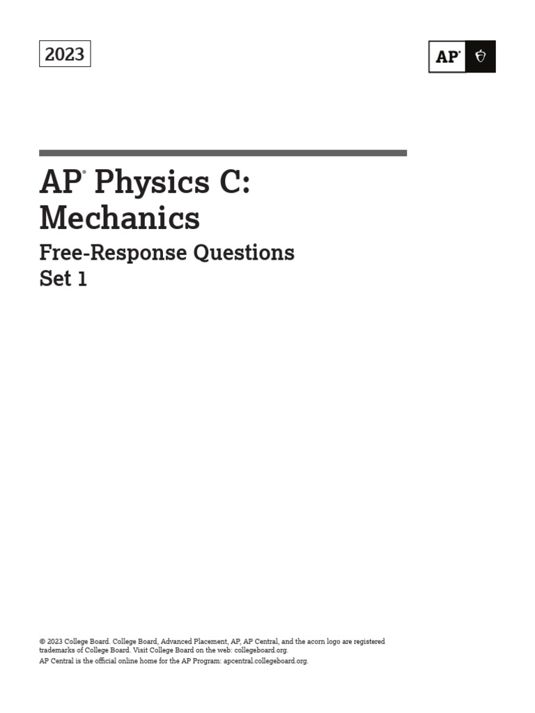 Ap22 FRQ Physics C Mechanics Set 1 | PDF | Force | Euclidean Vector