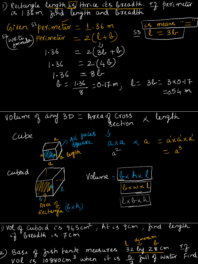 Volume & Surface Area of a Cuboid | PDF