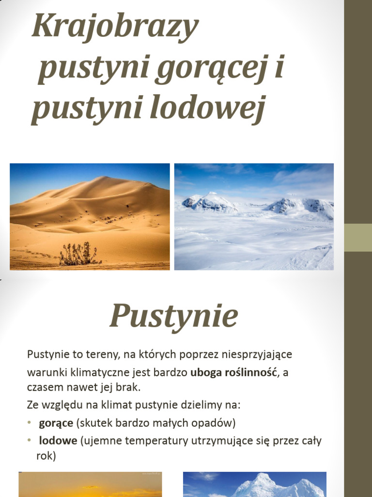 Krajobraz Pustyni Gorącej I Pustyni Lodowej | PDF