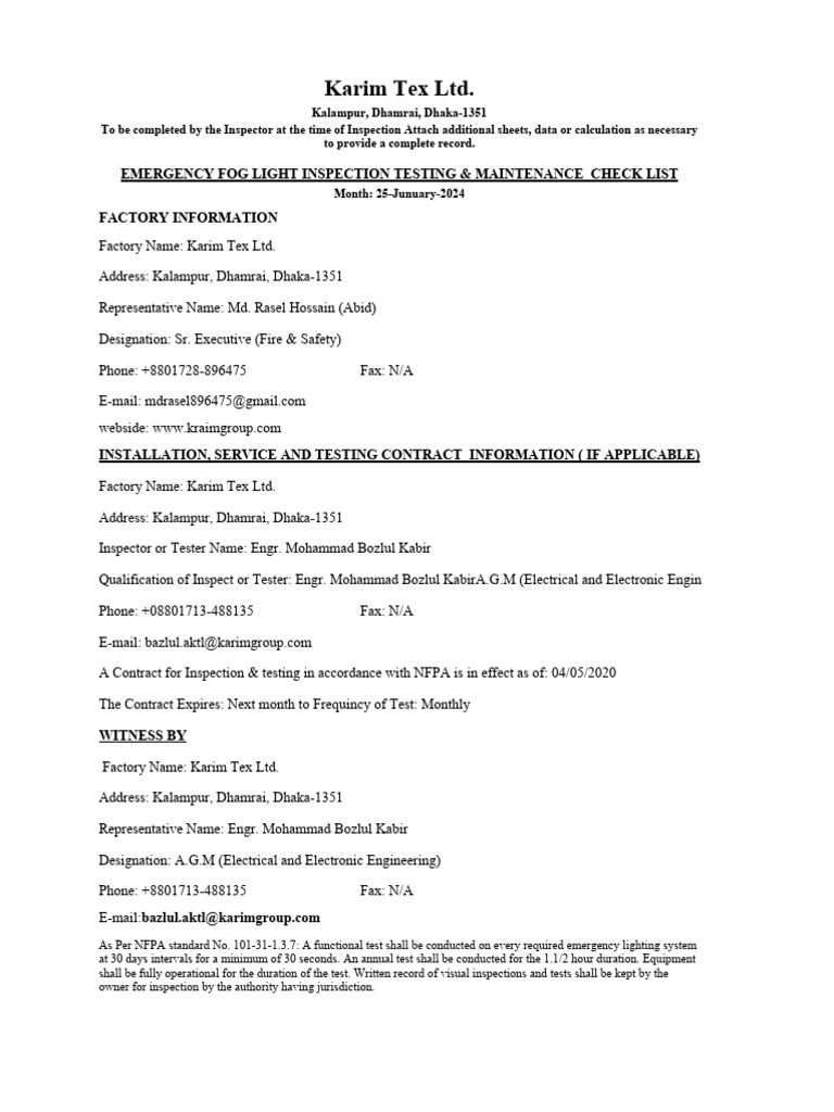 13-Emergency Fog Light Checklist-2024 | Download Free PDF | Lighting ...