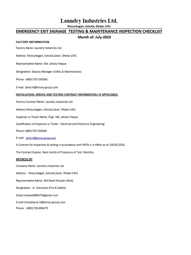 Emergency Signage Checklist | PDF | Manufactured Goods | Electrical ...