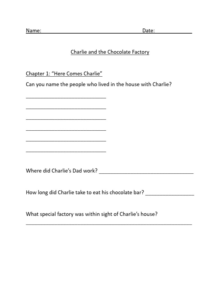 Charlie and The Chocolate Factory Chapter 1-2 | PDF