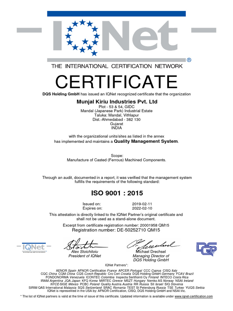 IQNET Quality Management System ISO 9001 2015 | PDF | Business