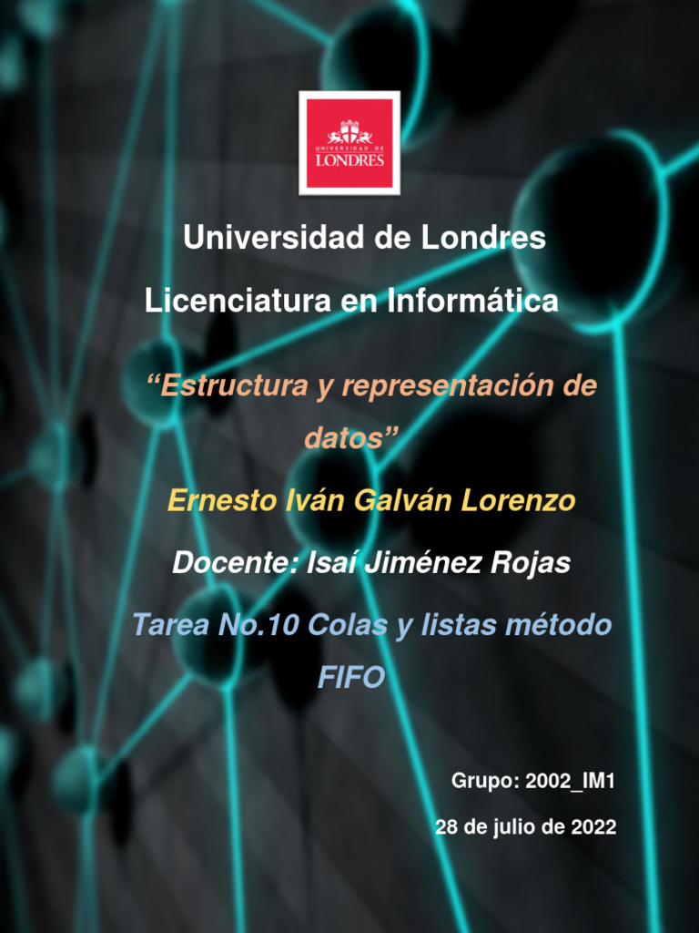 Tarea 10 Colas y listas metodo FIFO | PDF | Cola (tipo de datos ...