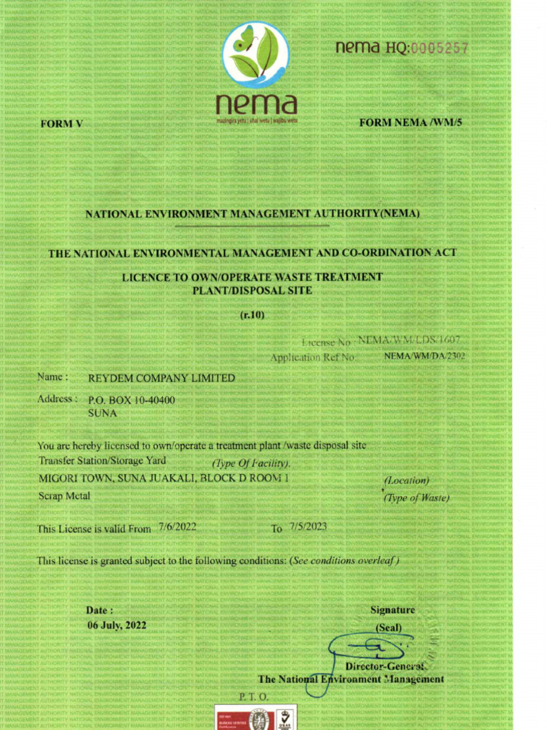 Nema Certificate | PDF