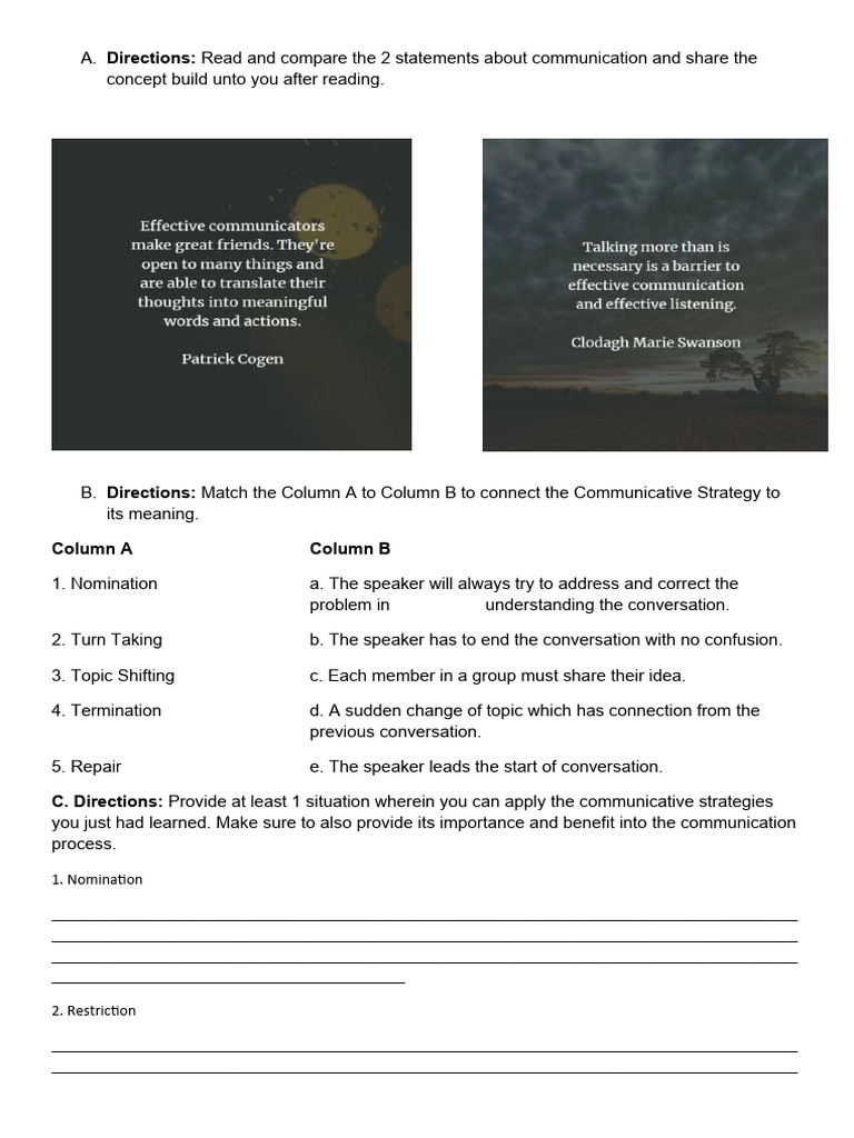 Communicative Strategies Guide | PDF | Conversation | Communication