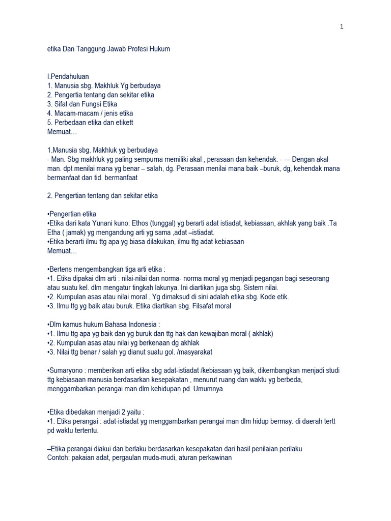 Etika Dan Tanggung Jawab Profesi Hukum | PDF