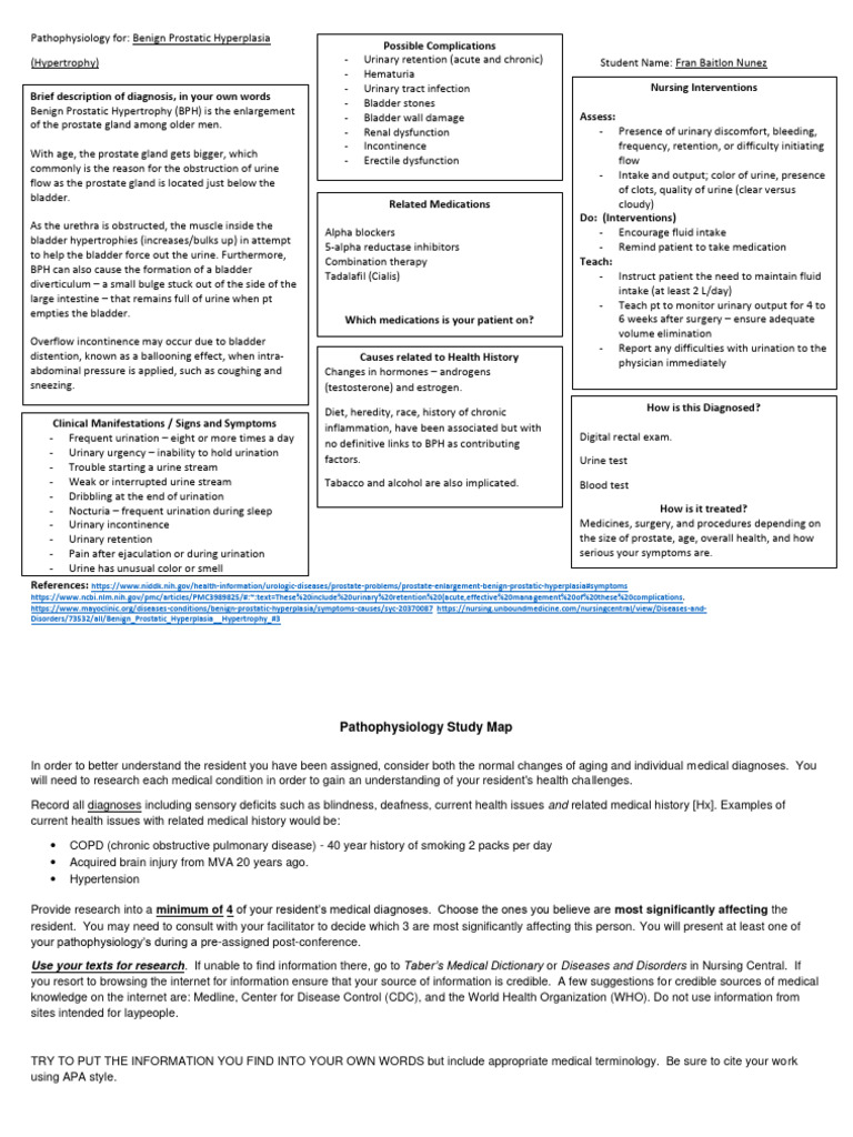 Mar. 13 - Pathophysiology Map - Benign Prostatic Hypertrophy | PDF ...