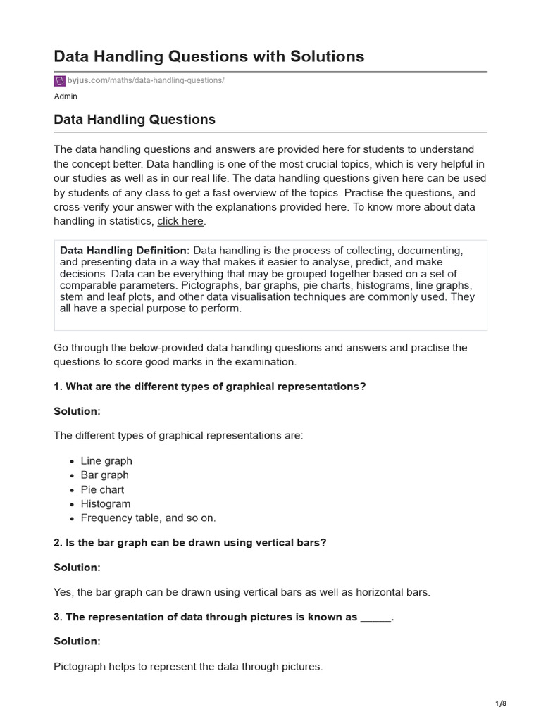 Data Handling Questions With Solutions | PDF | Histogram