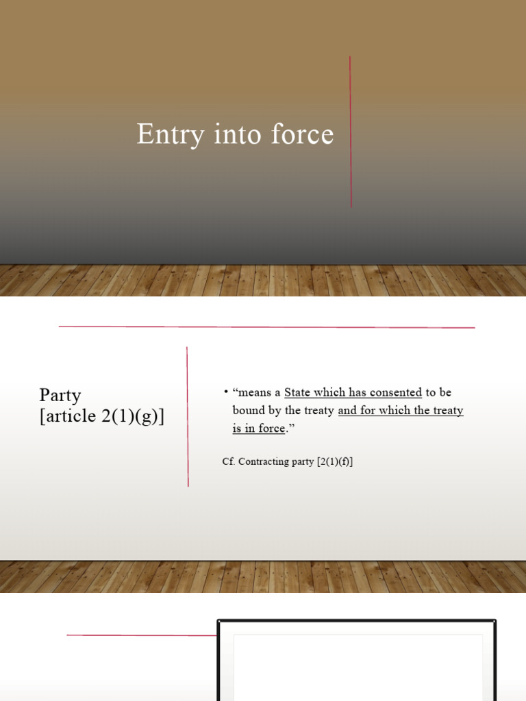 Entry into force | PDF | Treaty | Ratification