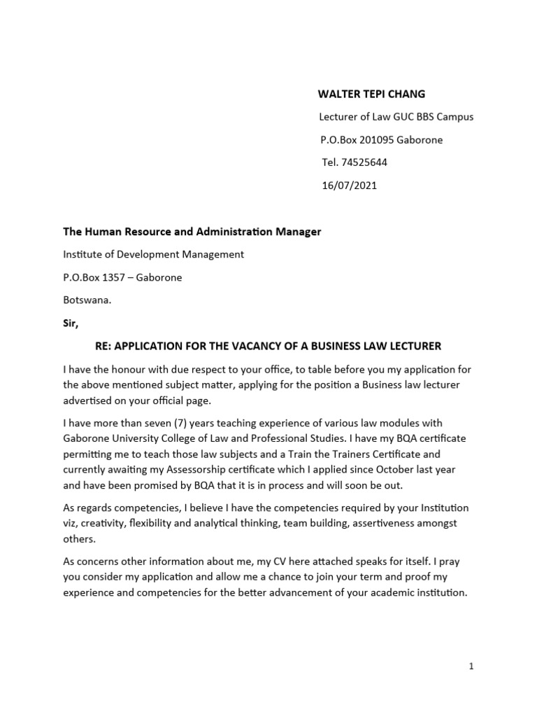 Application For IDM Vacancy. | PDF | Career & Growth | Business