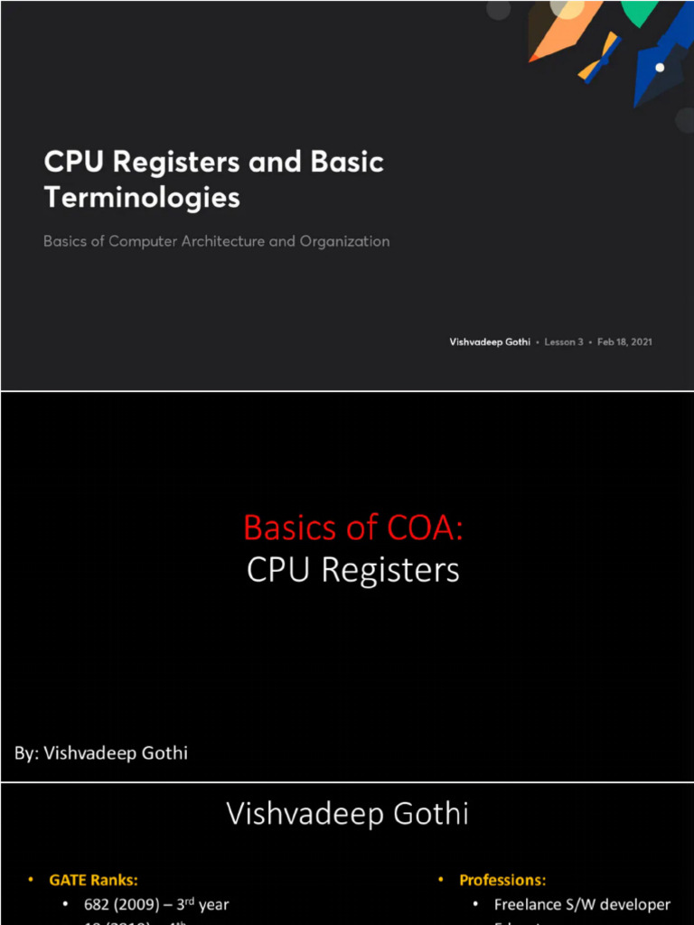 CPU Registers and Basic Terminologies With Anno | PDF