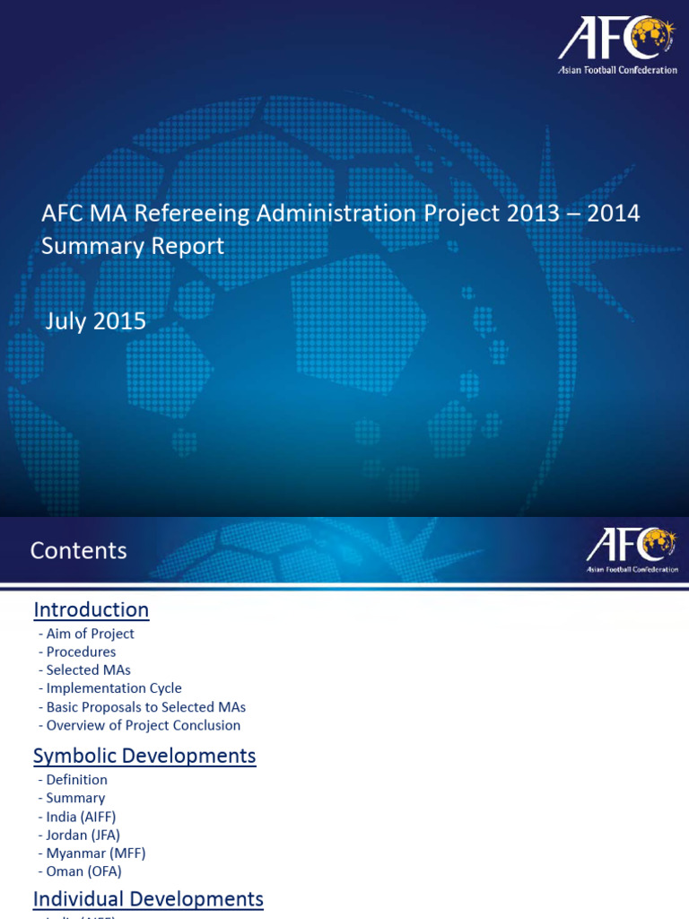 Afc Ma Refereeing Administration Project 2013 2014 Summary Report 26294 ...
