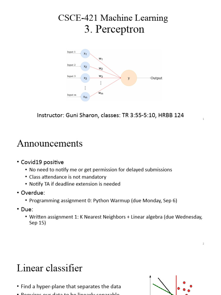 3 Percept Ron | PDF | Statistical Classification | Gradient