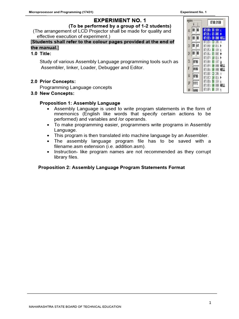 MPP Exp1 Final On 10-9-2013 Okk | PDF | Assembly Language | Computer Program