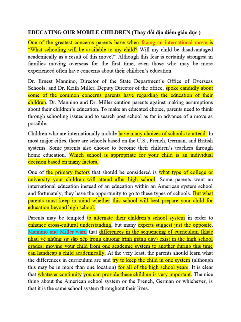 (Bai Sua) EDUCATING OUR MOBILE CHILDREN | PDF | Schools | Friendship