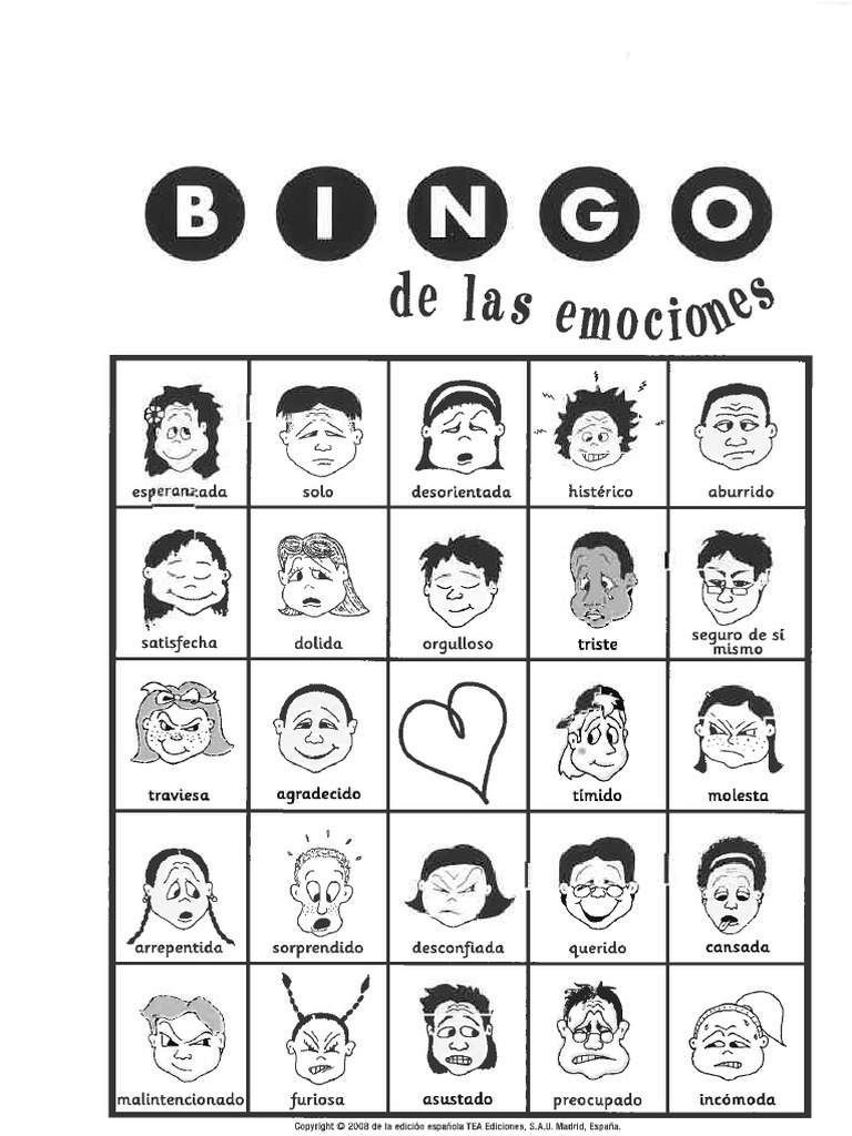 02 Juego Bingo de Las Emociones 2pdf | PDF