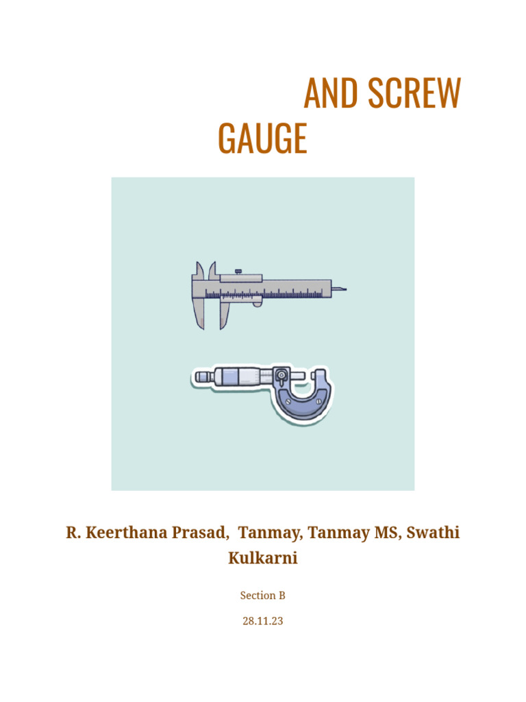 Vernier Caliper and Screw Gauge Report | PDF | Probability And Statistics