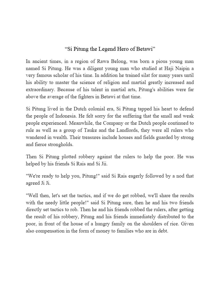 Si Pitung The Legend Hero of Betawi | PDF | Indonesia | Jakarta