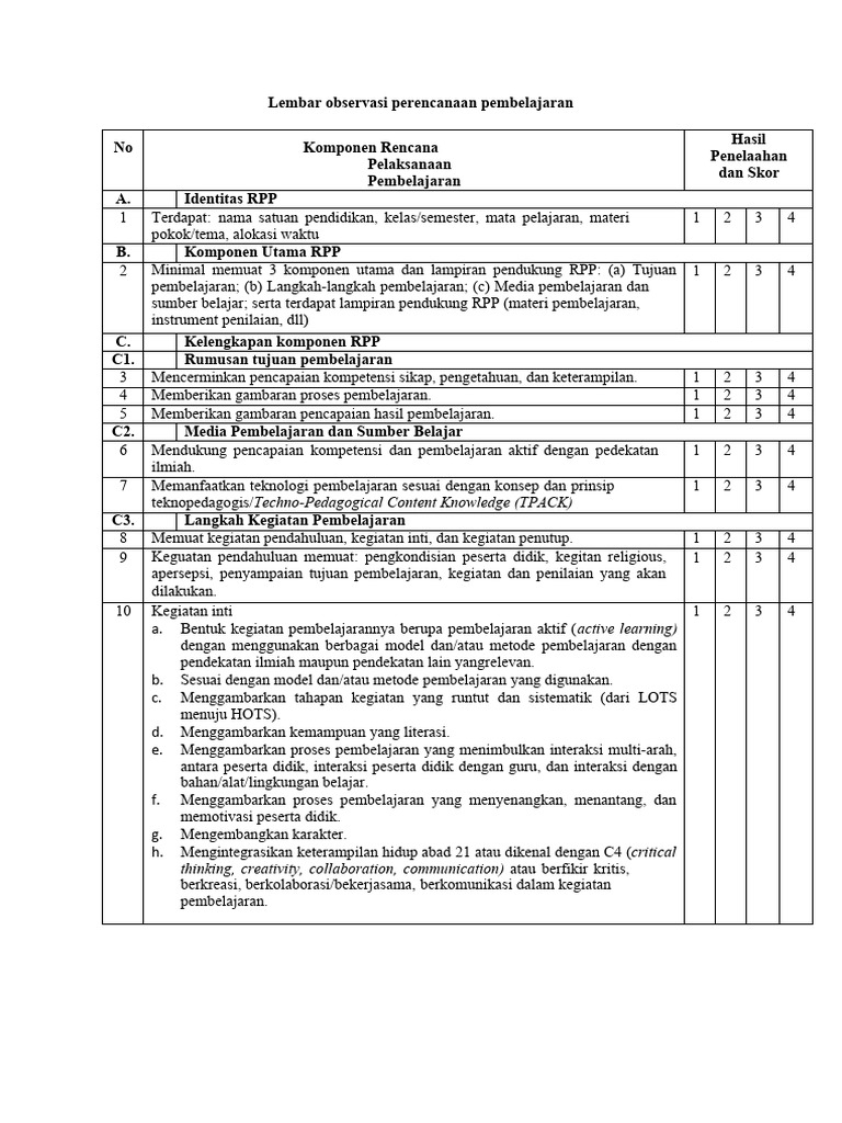 Evaluasi Komponen RPP Pembelajaran | PDF | Karier & Perkembangan | Komputer