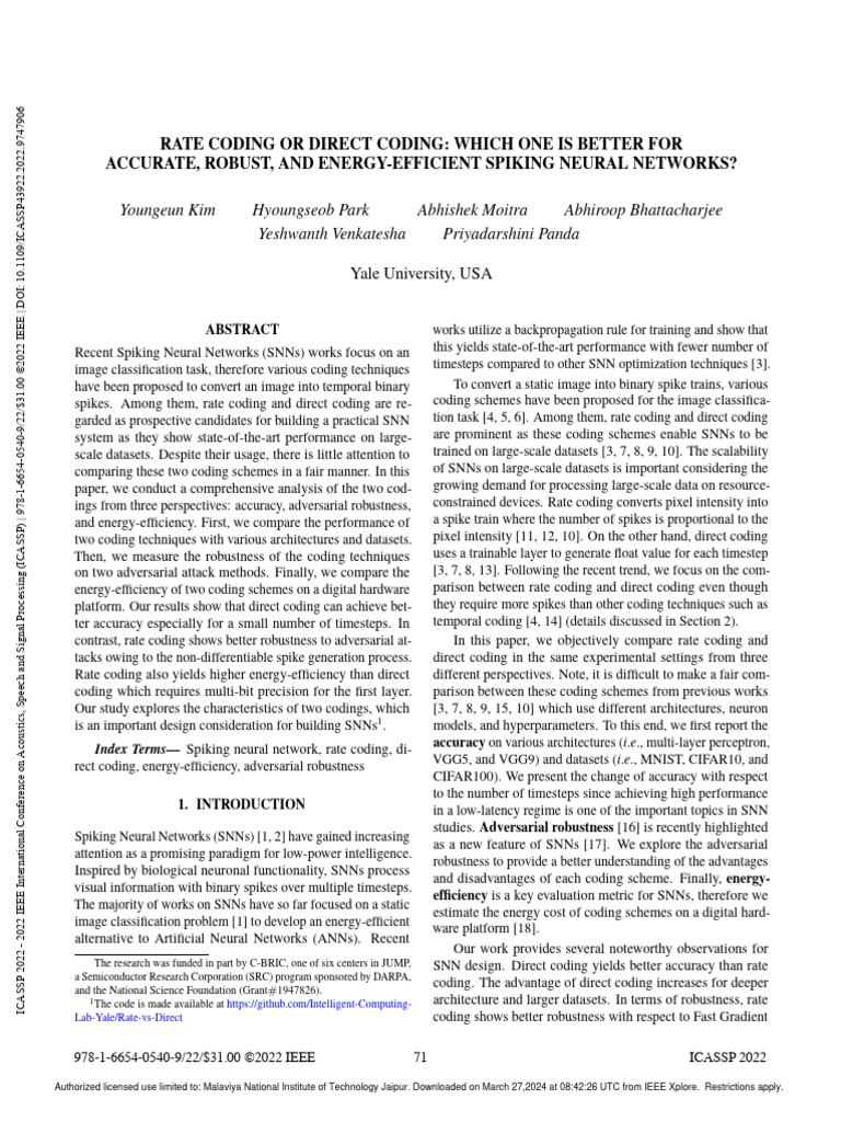 Rate Coding or Direct Coding Which One Is Better For Accurate Robust ... Rate Coding or Direct Coding Which One Is Better For Accurate Robust ...