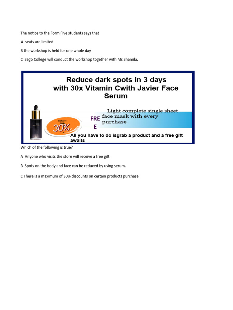 The Notice To The Form Five Students Says That | PDF