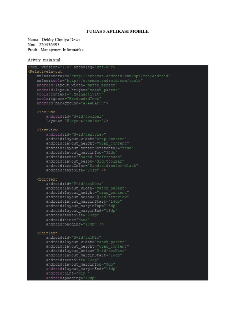 Debby Chintya Dewi TUGAS 5 APLIKASI MOBILE | PDF | Embedded Linux Distributions | Software ...