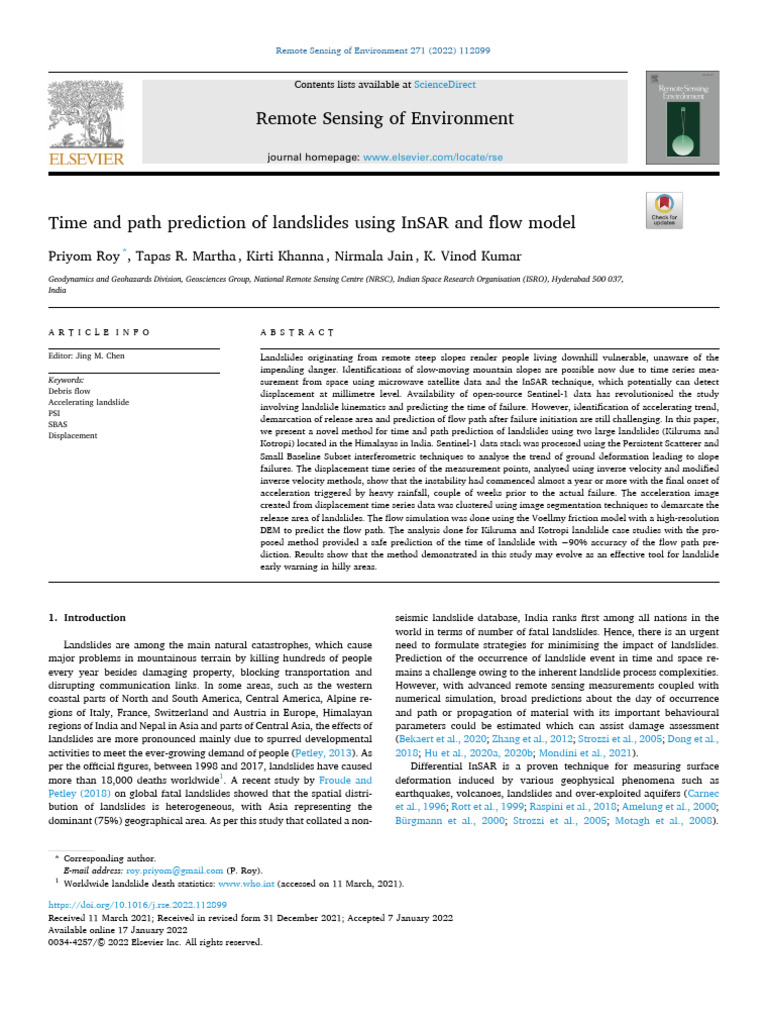 Landslides-using-InSAR-and-flow-model-TapasNRSC | PDF | Landslide | Time Series