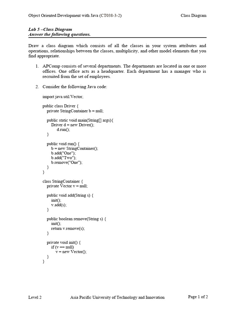 Tutorial - Lab 5 Org | PDF | Java (Programming Language) | Object ... Tutorial - Lab 5 Org | PDF | Java (Programming Language) | Object ...
