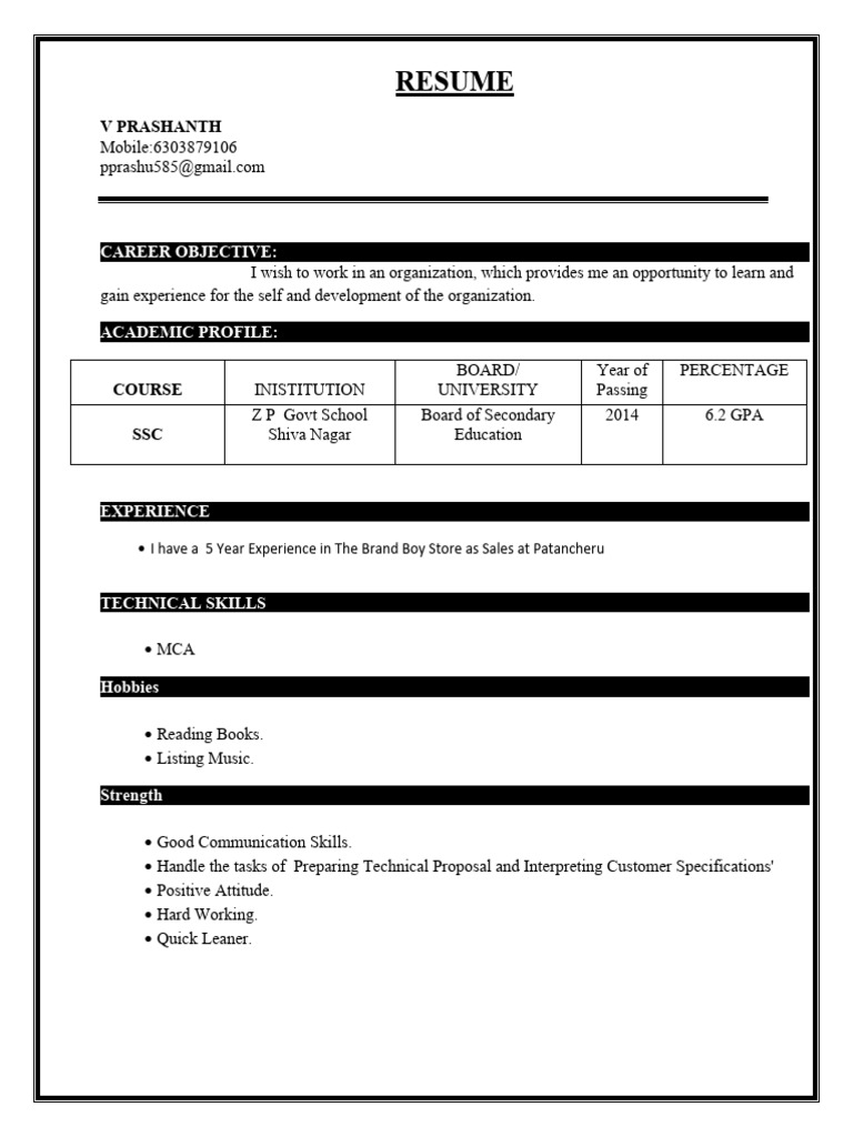 Resume: V Prashanth | PDF | Career & Growth