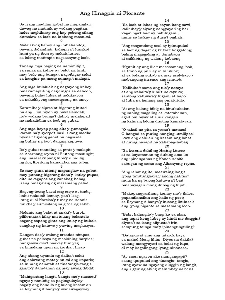 Ang Hinagpis Ni Florante | PDF