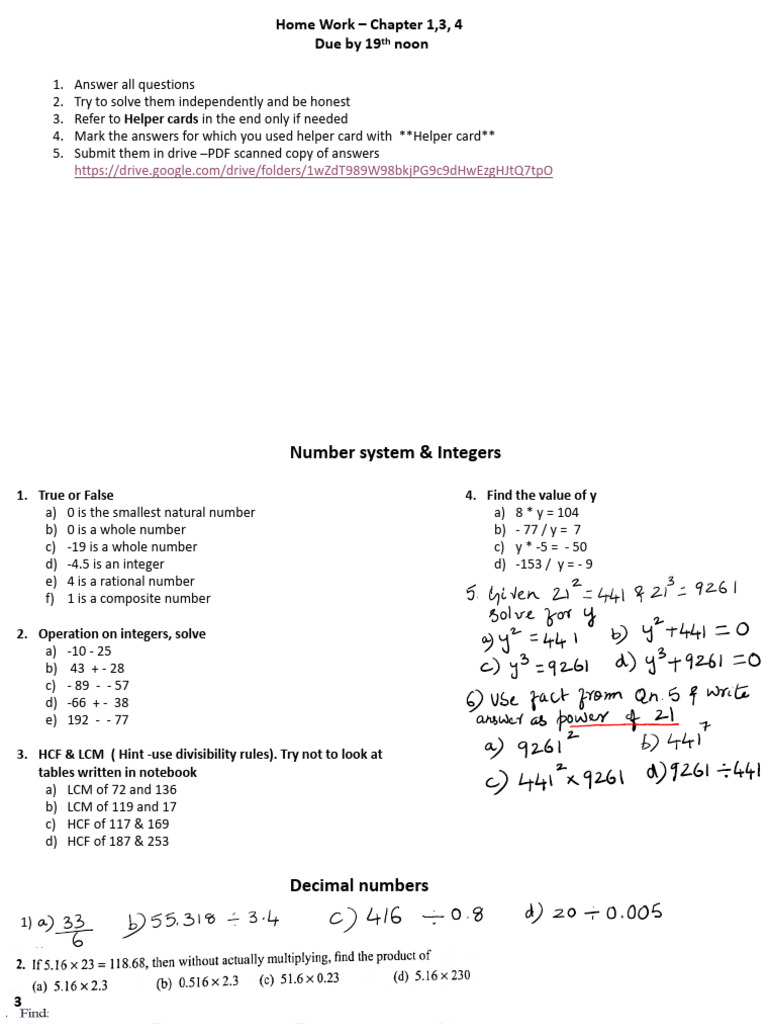 Homework - CH 1& 3& 4 | PDF | Area | Numbers