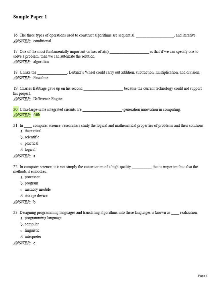 Sample Paper 1 | PDF | Computer Network | Assembly Language