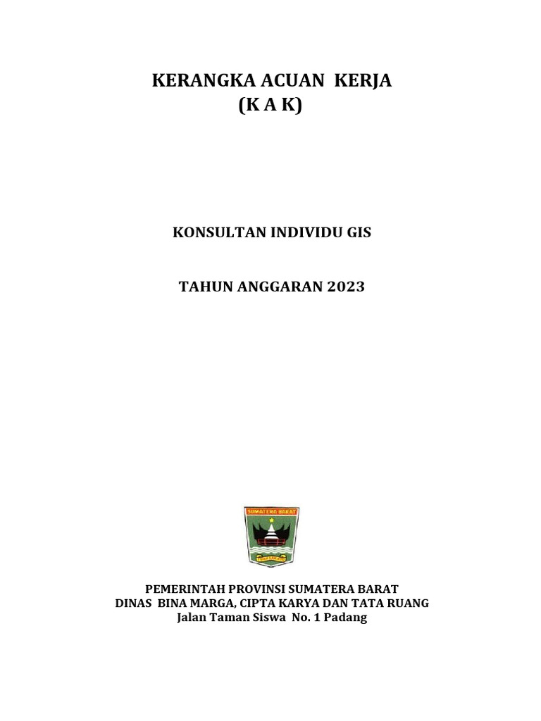 KAK Konsultan Individu Sistem Informasi Geografis 2023 | PDF