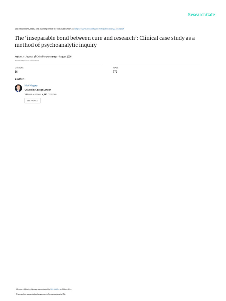 Psychoanalytic Inquiry via Case Studies | PDF | Psychoanalysis | Psychotherapy